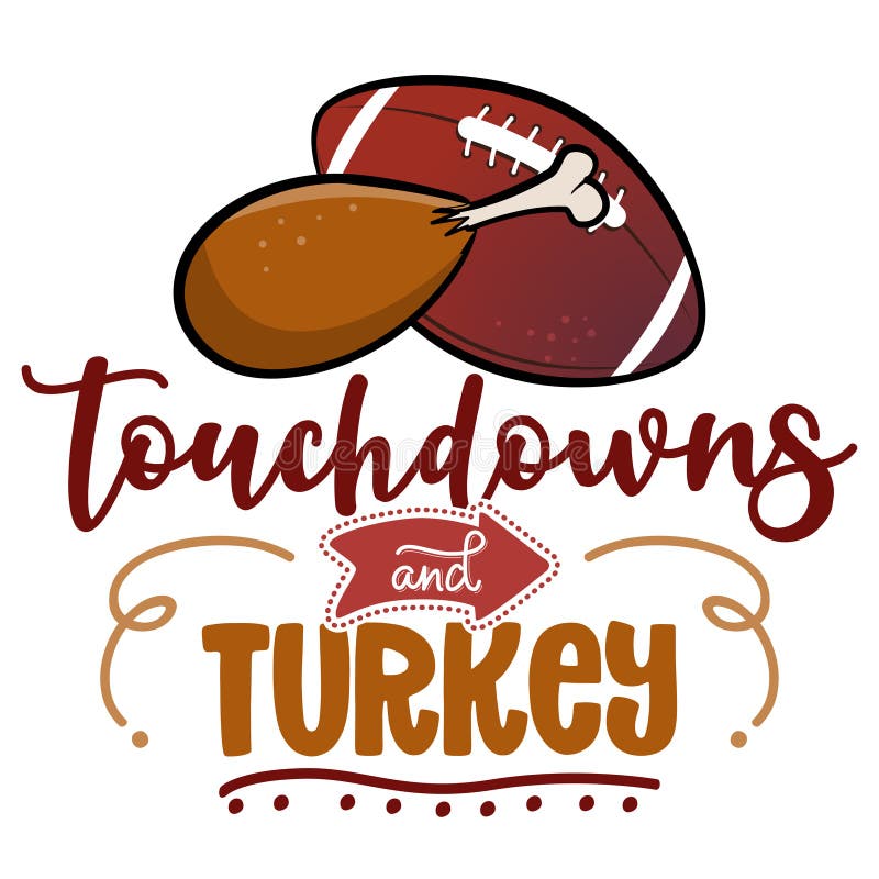 Touchdowns and Turkey - Hand Drawn Vector Illustration. Autumn Color ...