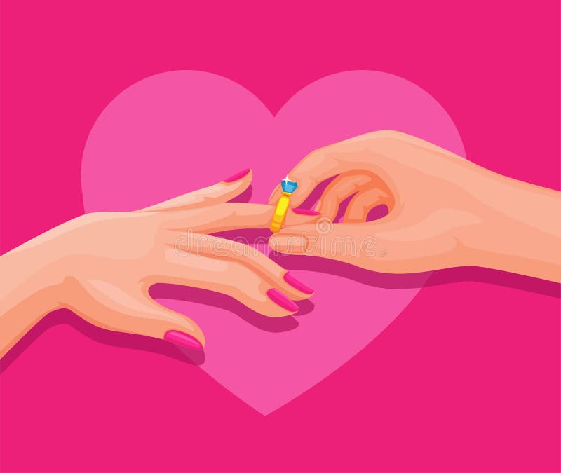 Man Putting a Diamond Ring on Womanâ€™s Finger. Stock Vector ...