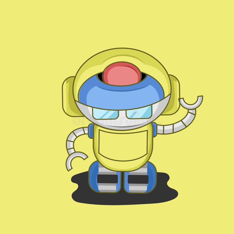 The Yellow Cute Robot Vector Illustration Stock Vector - Illustration ...