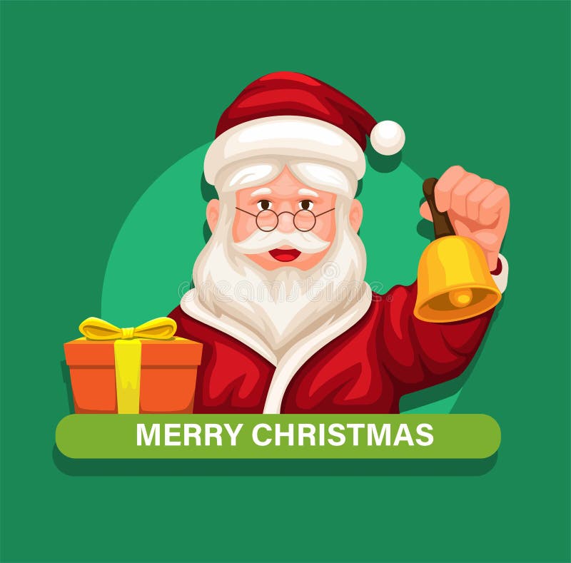 Santa Claus Holding Bell and Gift Box Avatar Character on Christmas ...