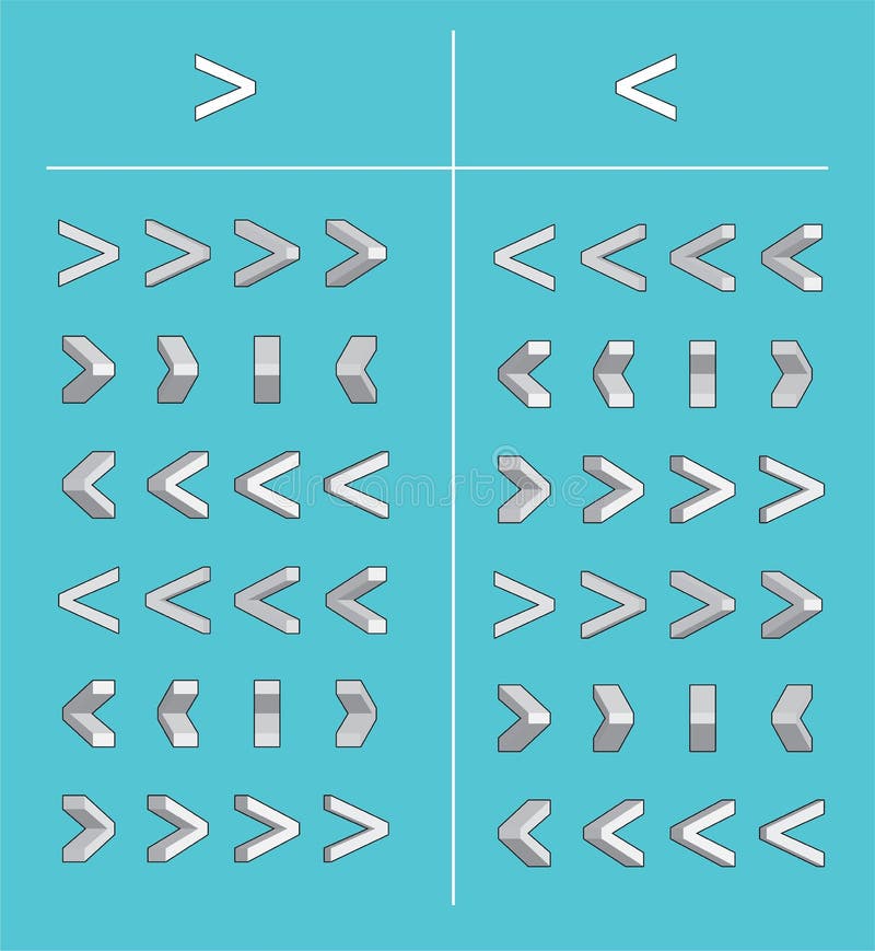 3D Animation Lesser Greater Than Sign Rotate Stock Vector ...