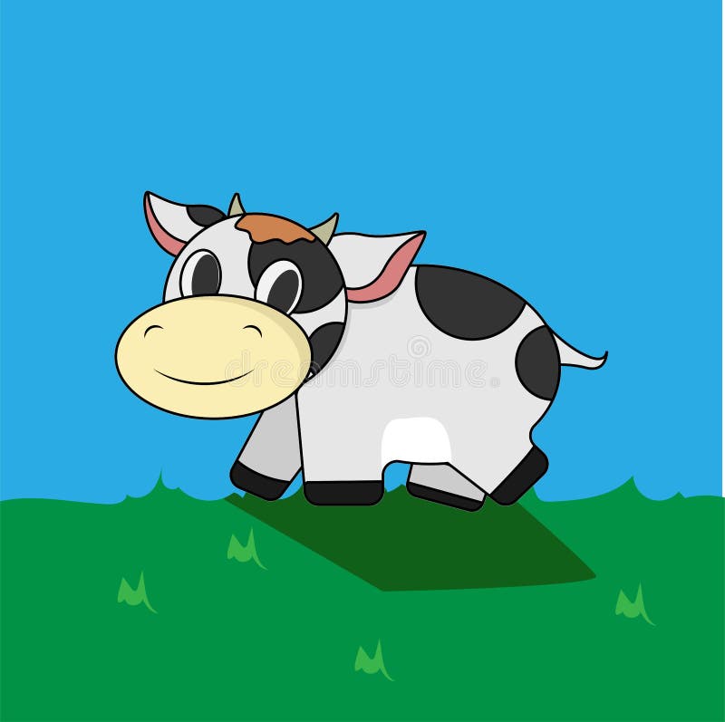 Illustration Vector Graphic of Cow Walking on the Grass Stock Vector ...