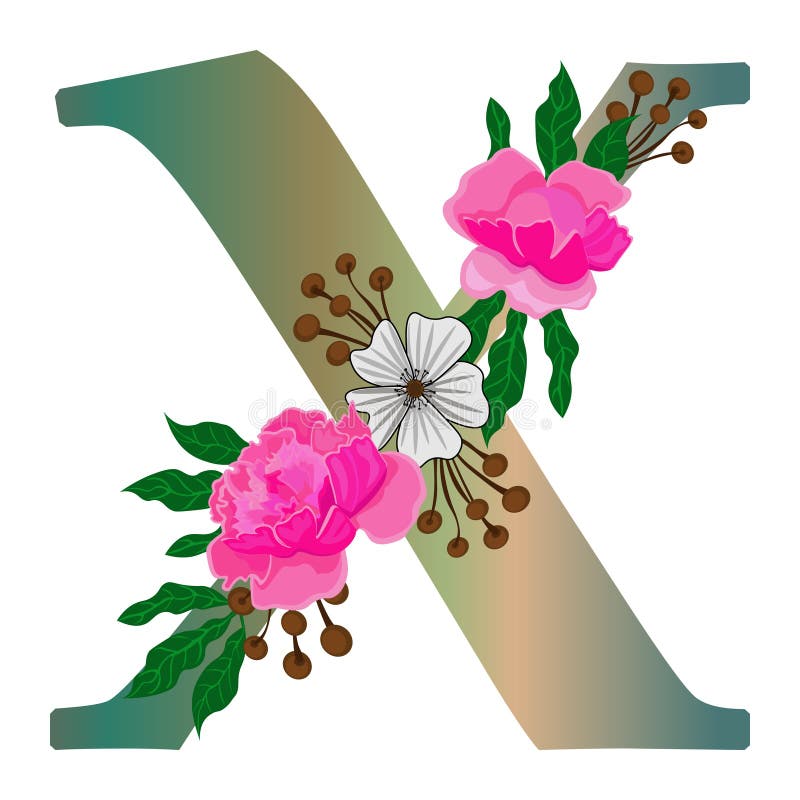 Letter Flowers X Stock Illustrations – 298 Letter Flowers X Stock ...