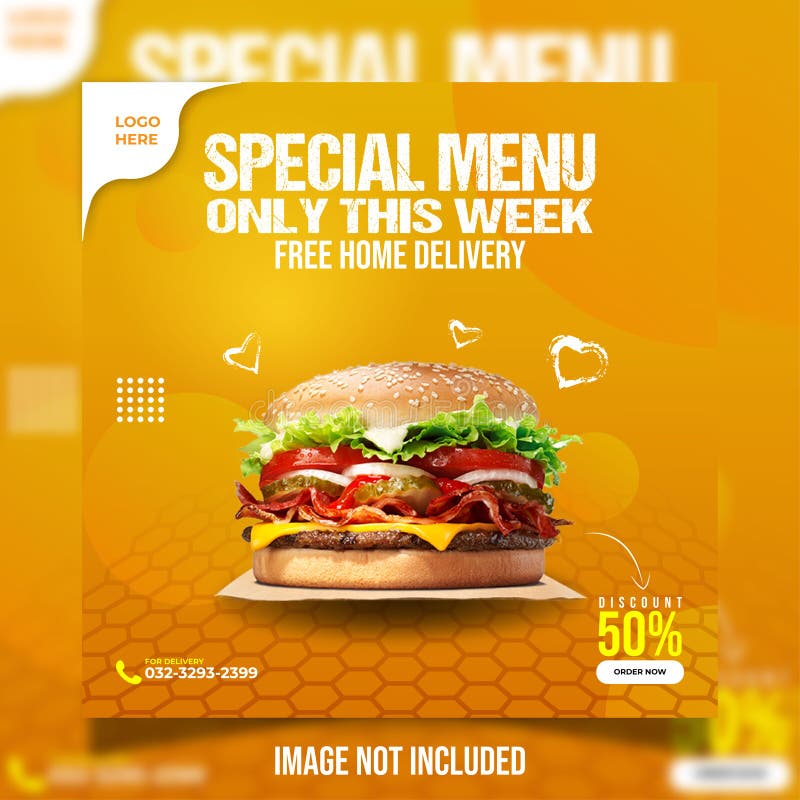Food Social Media Promotion Banner Template Stock Illustrations – 2,953 ...