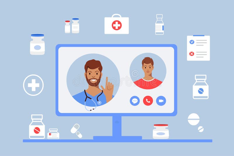 Videoconference, Online Doctor S Consultation. Stock Vector ...