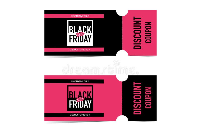 Black Friday Tear-off Sale Ticket Set in Black-white and Pink Colour ...