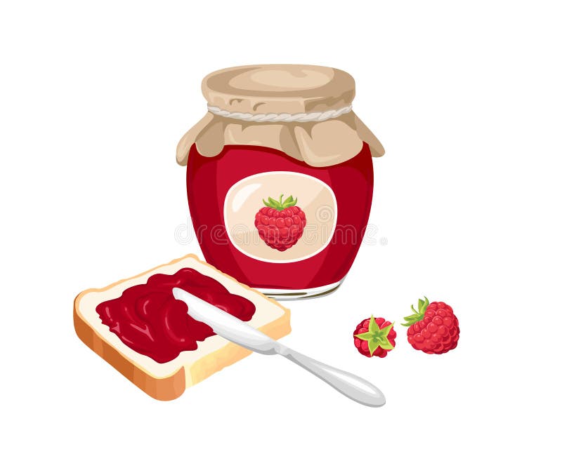 Cartoon Raspberry Jam Set. Vector Sweet Food Illustration Stock Vector ...