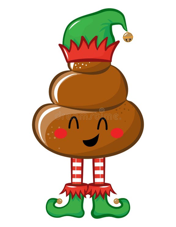 Elf Shit - Cute Smiling Happy Poop in Christmas Elf Costume. Stock ...