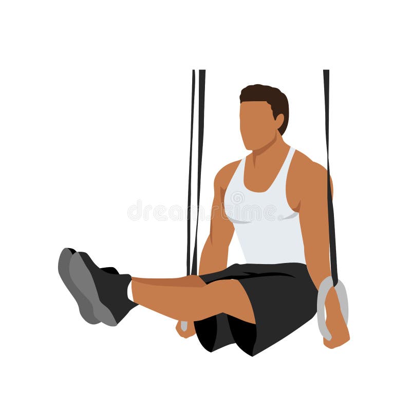 Man Doing Gymnastic Ring Support Position Exercise. Stock Illustration ...