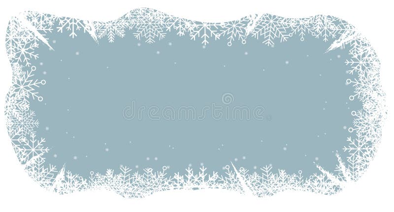 Winter Blue Background with White Frozen Frame Horizontal. White ...