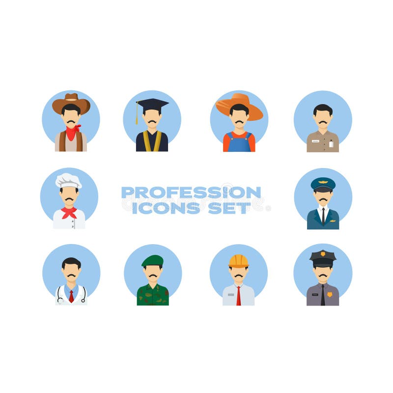 Profession Avatar on Circles Stock Vector - Illustration of flat, male ...