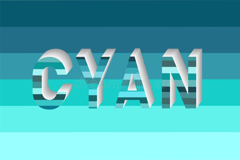 Color Pallete . Name of Cyan Color, 3D Illustration Stock Vector ...