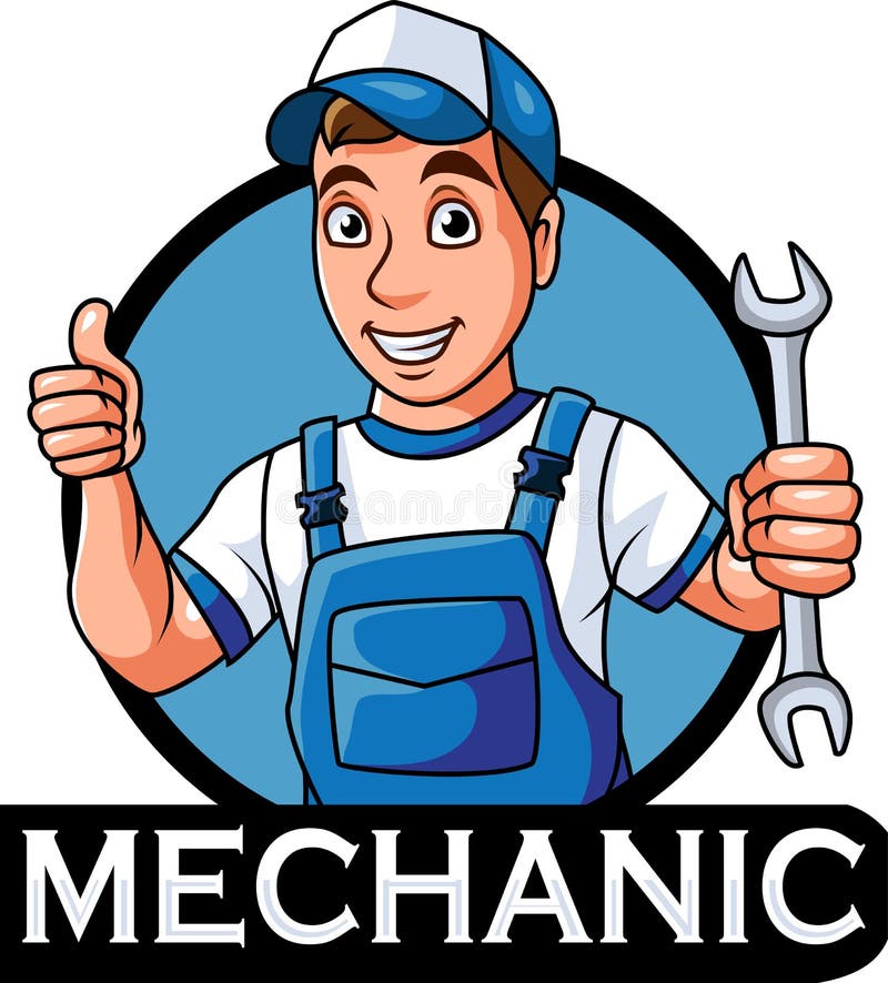 Cartoon Mechanic Mascot Holding a Spanner Stock Vector - Illustration ...
