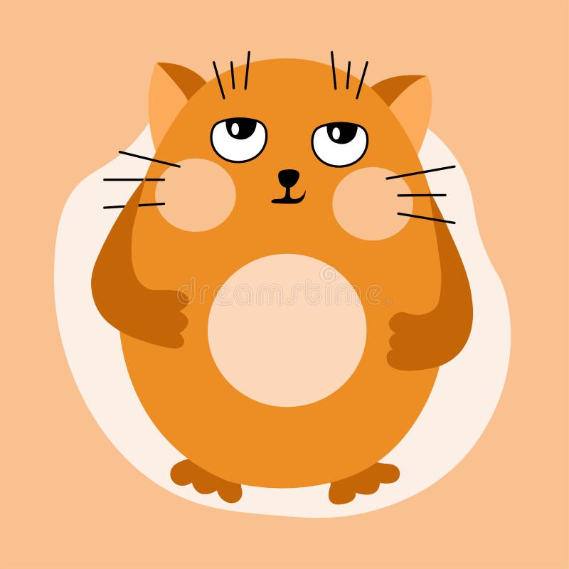 Yellow Cartoon Funny Fat Cat Card for Kids Copybook, Sticker and ...