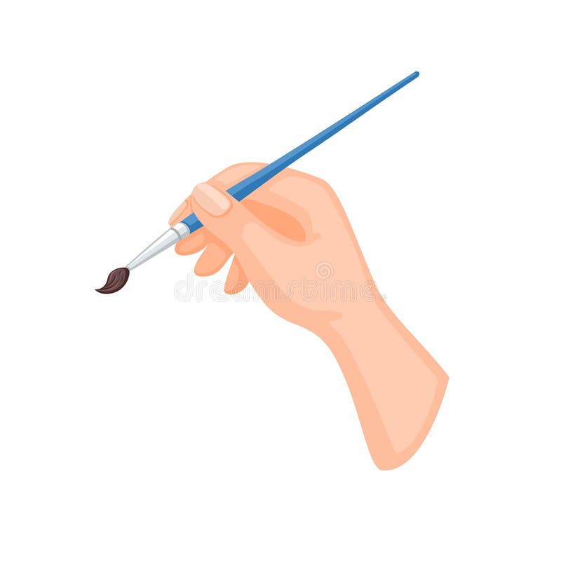 Hand Holding Brush Symbol Painter Artist, Education or Decoration Job ...