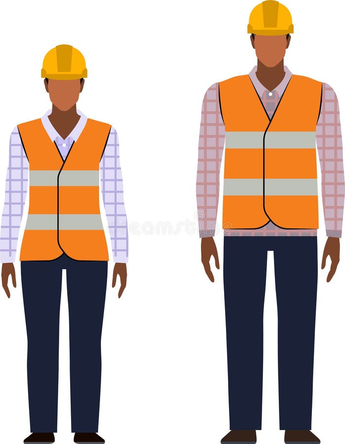 Flat Vector Illustration of Builder Woman and Builder Man Stock Vector ...