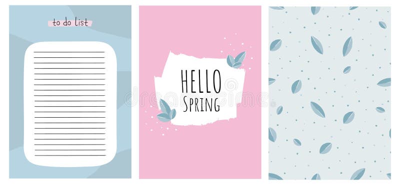 Spring Diary Set. To Do List, Poster Hello Spring, Pattern with Leaves ...