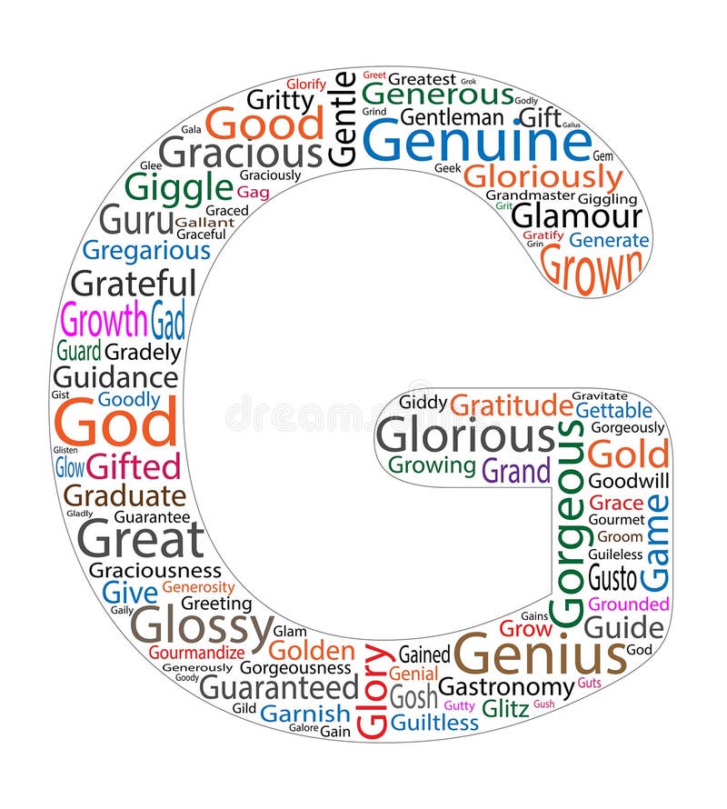 Word Cloud of Letter G. Positive Words. Stock Vector - Illustration of ...