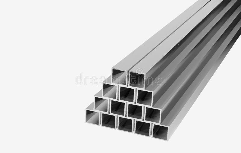 Stacked Metal Square Thick-walled Profile Pipe Side View.Vector ...