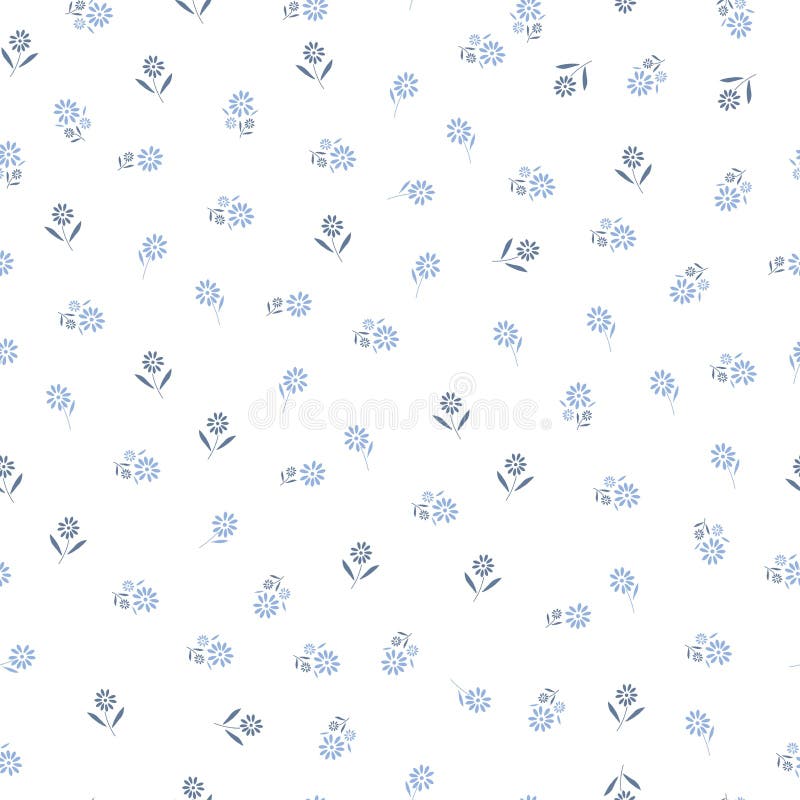 Cute Blue Flowers Seamless Pattern Stock Vector - Illustration of ...
