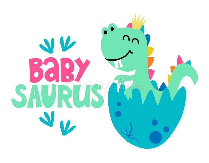 Baby Saurus - Funny Hand Drawn Doodle, Cartoon Dino. Stock Vector ...