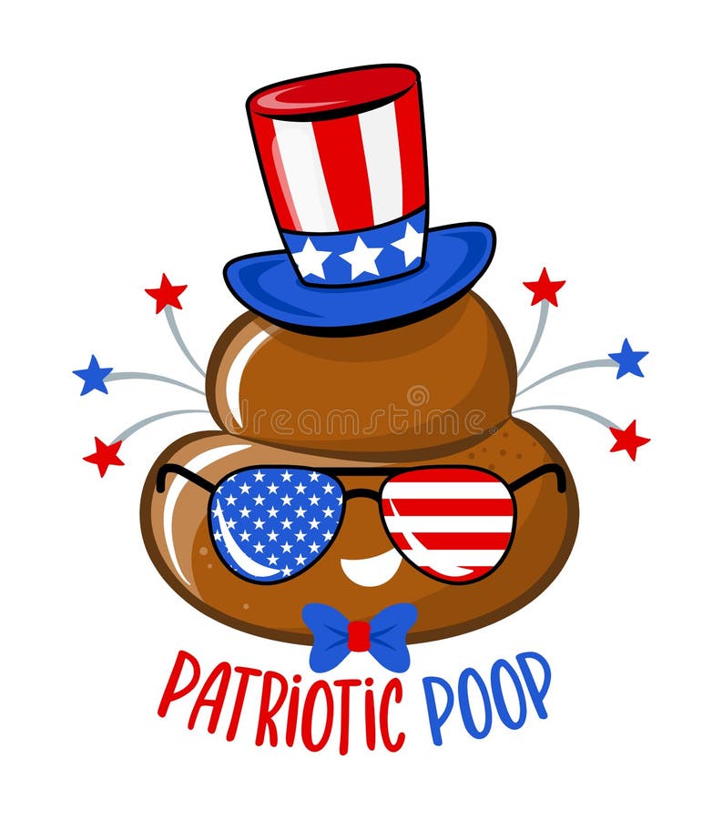 Partiotic Poop - Cute Smiling Happy Poop with Lincoln Hat. Vector ...