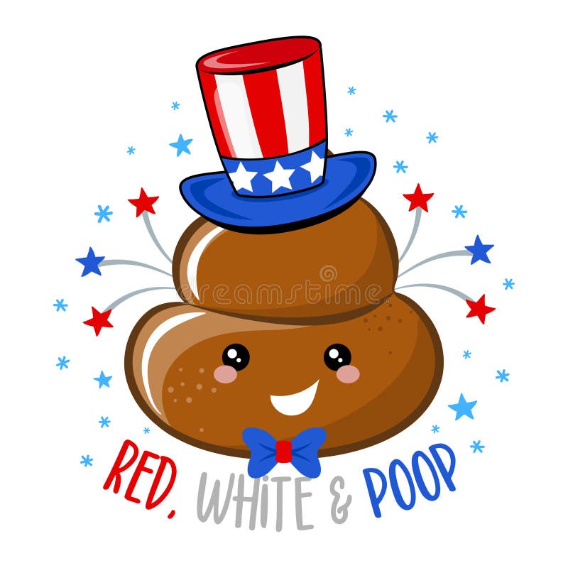 Red, White and Poop - Cute Smiling Happy Poop with Lincoln Hat. Stock ...