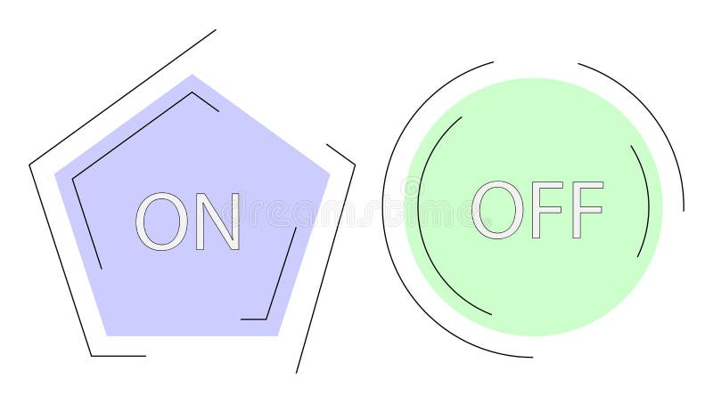 Vector Signs on and Off in Geometric Shapes Stock Vector - Illustration ...