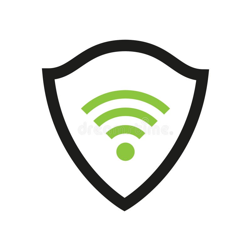 Shield and Wifi Icon. Protect Sign Stock Illustration - Illustration of ...