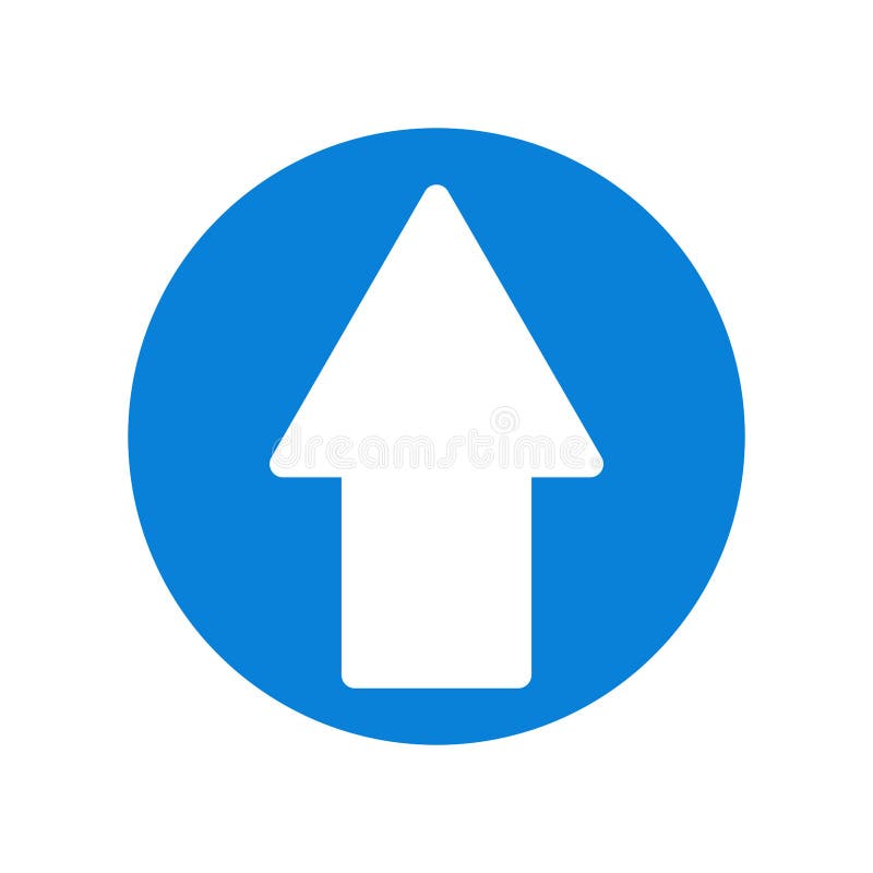 Up Direction Blue Arrow in Round Industrial Sign, Navigation Label ...
