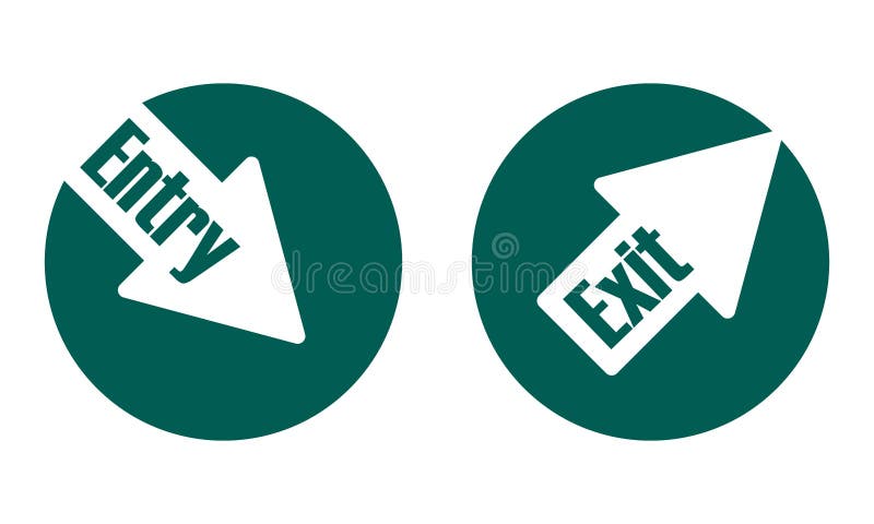 Entry and Exit Green Square Sign. Label Sticker Design Illustration of ...