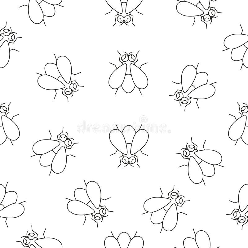 Flies Silhouette Icon Set. Housefly Insects Flying on Dotted Route ...