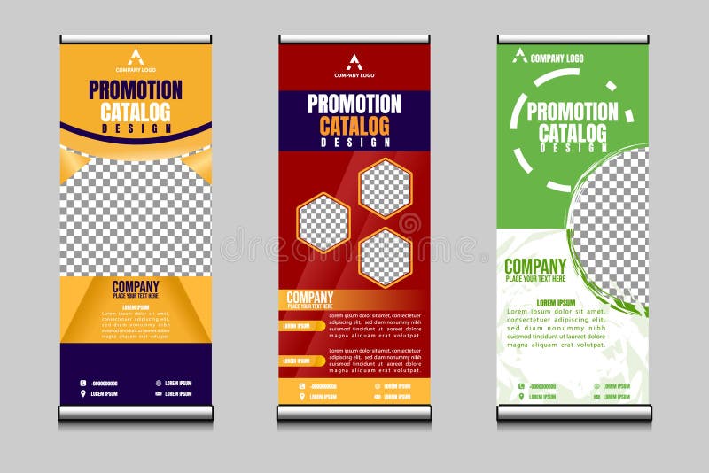 Roll Up Banners with Three Different Models and Colors Stock Vector ...