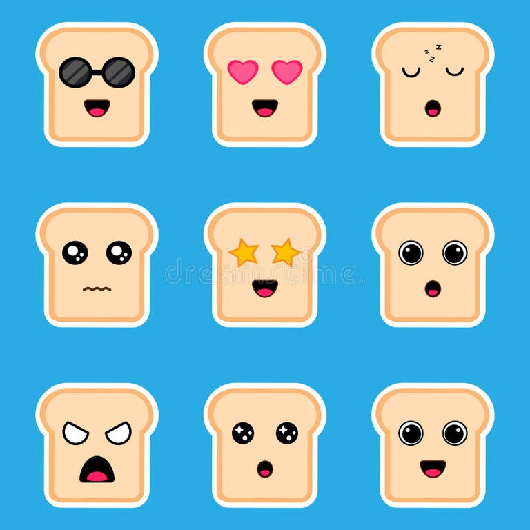 Happy Sad Bread Cartoon Emoticon Illustration Vector Stock ...