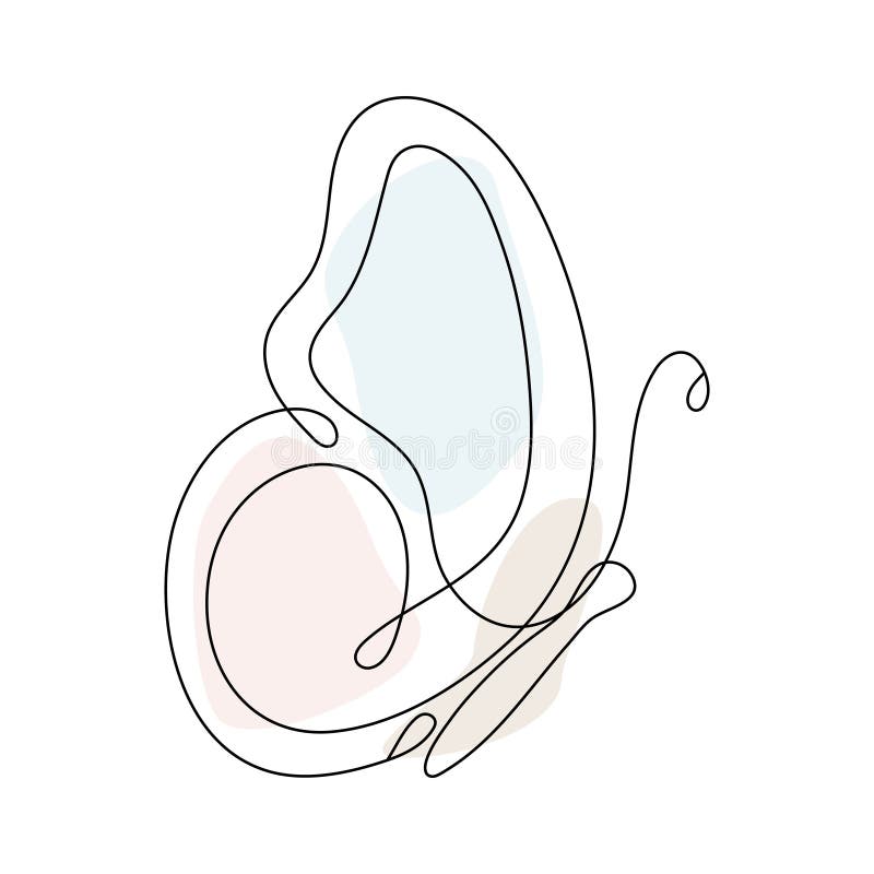 Line Art Butterfly Flying Insect. Continuous One Line Drawing Butterfly ...