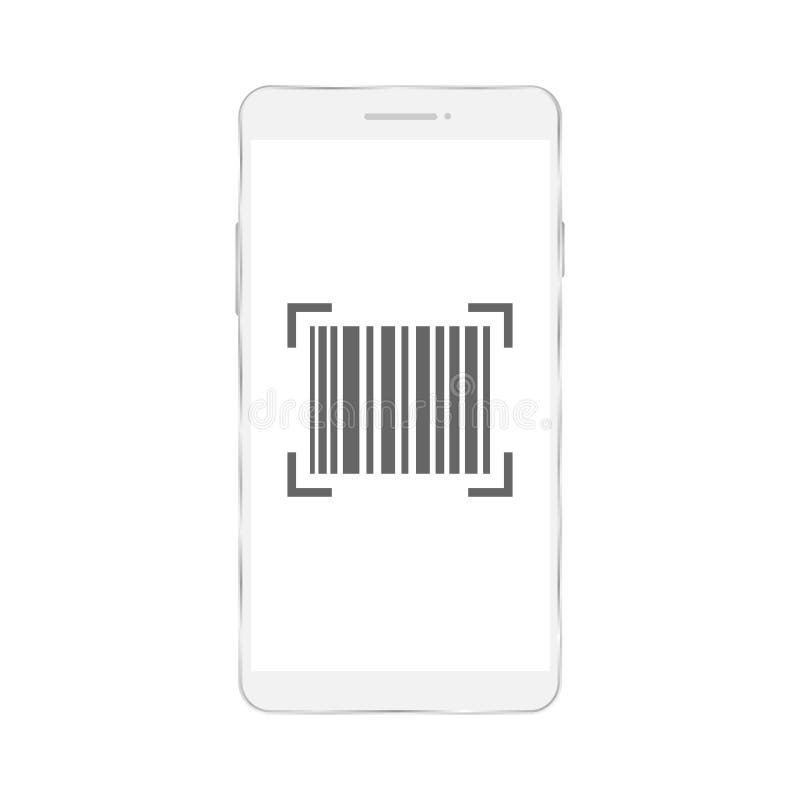 Bar Code on Smartphone. Realistic Gray Phone Scanning Barcode Stock ...