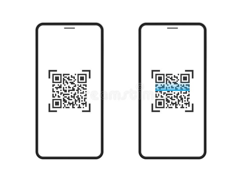 QR Code Scanning Concept. Small People Use Smartphone and Scan Qr Code ...