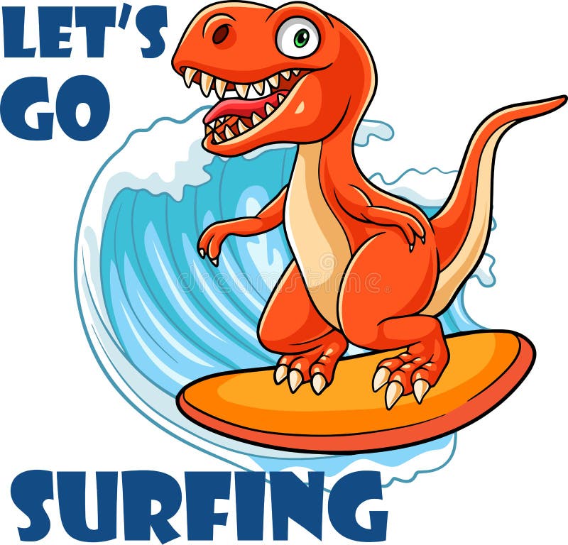 Cartoon Dinosaur Surfing Stock Illustrations – 123 Cartoon Dinosaur ...