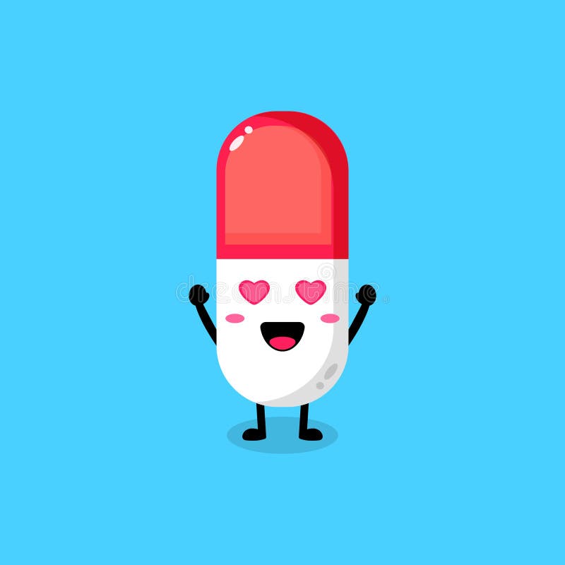 Pill Cartoon Character Emoticon Stock Vector - Illustration of face ...