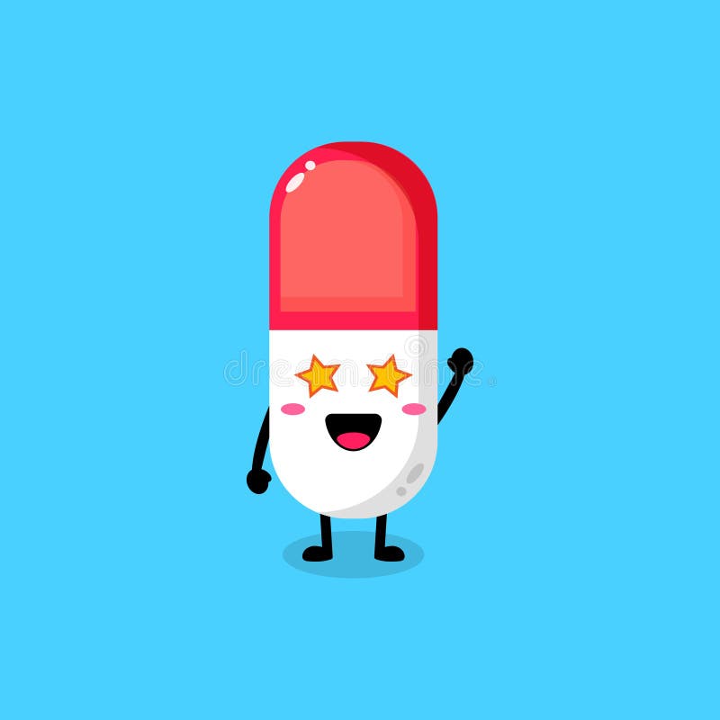 Pill Cartoon Character Emoticon Stock Vector - Illustration of medical ...