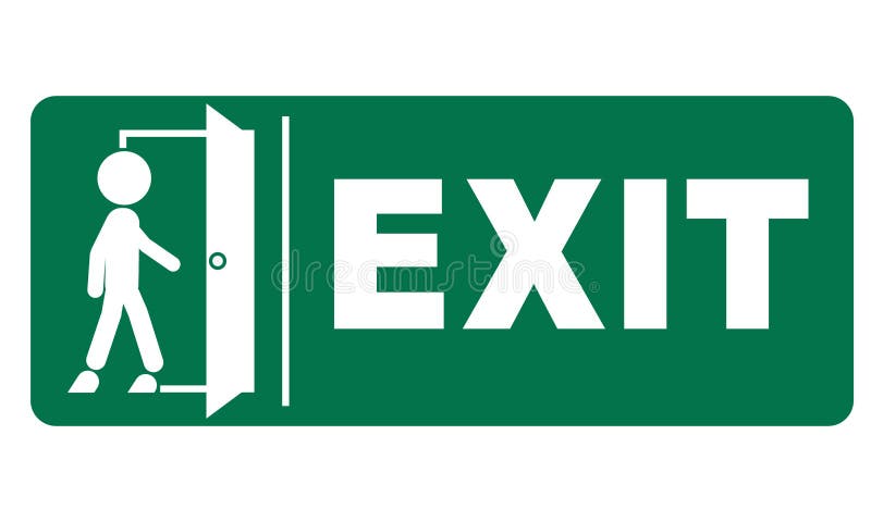 Rectangle White Green Exit Doorway Sign with Illustration of Stick Man ...