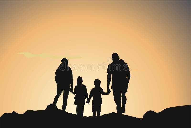 Happy family vector art. stock vector. Illustration of womansunset ...