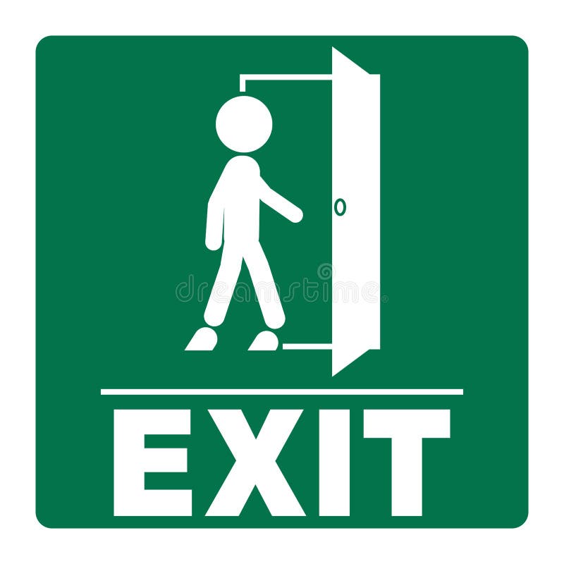 Square Green and White Exit Doorway Sign with Illustration of Stick Man ...