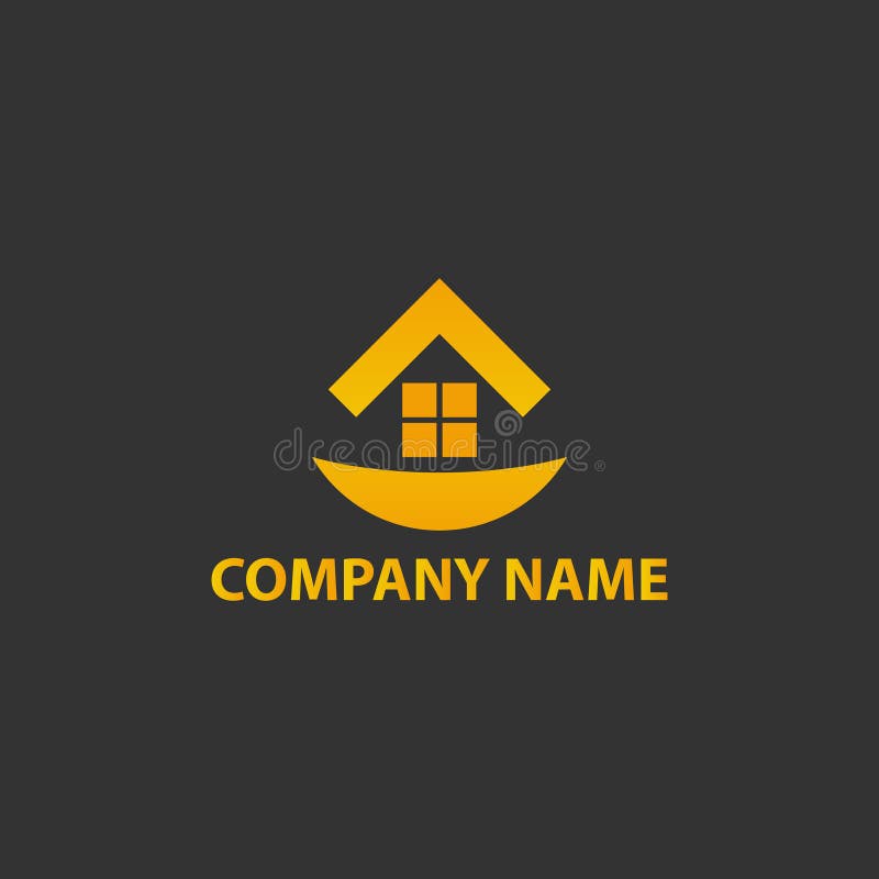 Simple Golden House Logo Illustration Stock Vector - Illustration of ...