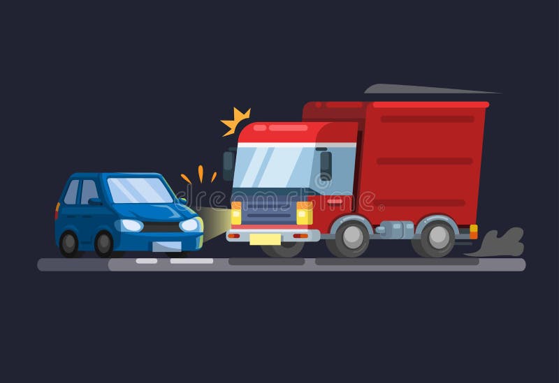 Truck Hitting Car. Car Accident Scene Illustration Vector Stock Vector ...