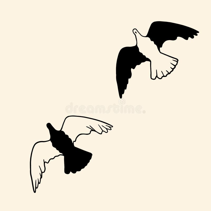 Flying Birds Vector Illustration. Flying Birds Doodle Stock Vector ...