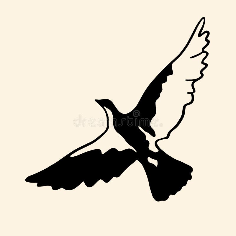 Flying Birds Vector Illustration. Flying Birds Doodle Stock Vector ...