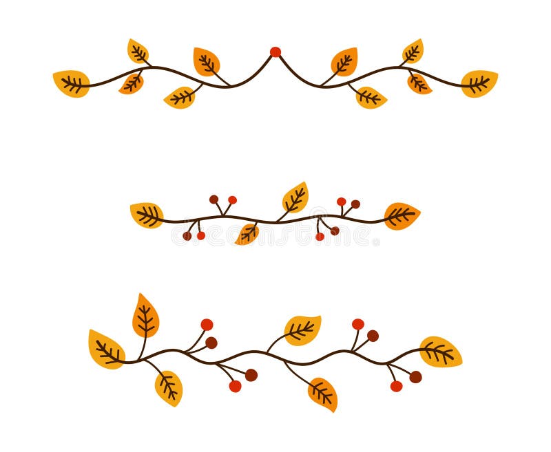 Hand Drawn Autumn Dividers, Borders Set. Stock Vector - Illustration of ...