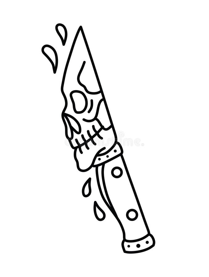 Vector Skull Knife Old School Tattoo Art. Stock Vector - Illustration ...