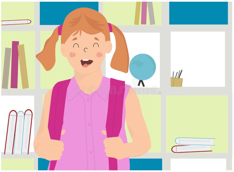 Schoolgirl Came To Her Favorite Lesson Stock Vector - Illustration of ...